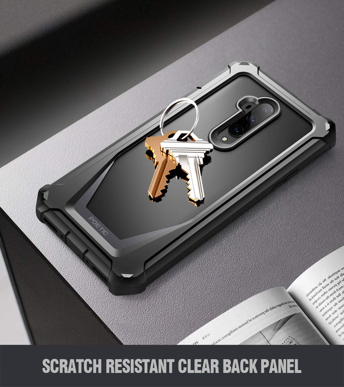 Poetic OnePlus 7 Pro Rugged Clear Case, Full-Body Hybrid Shockproof Bumper Cover, Built-in-Screen Protector, Guardian Series, Case for OnePlus 7 Pro (2019 Release), Black/Clear