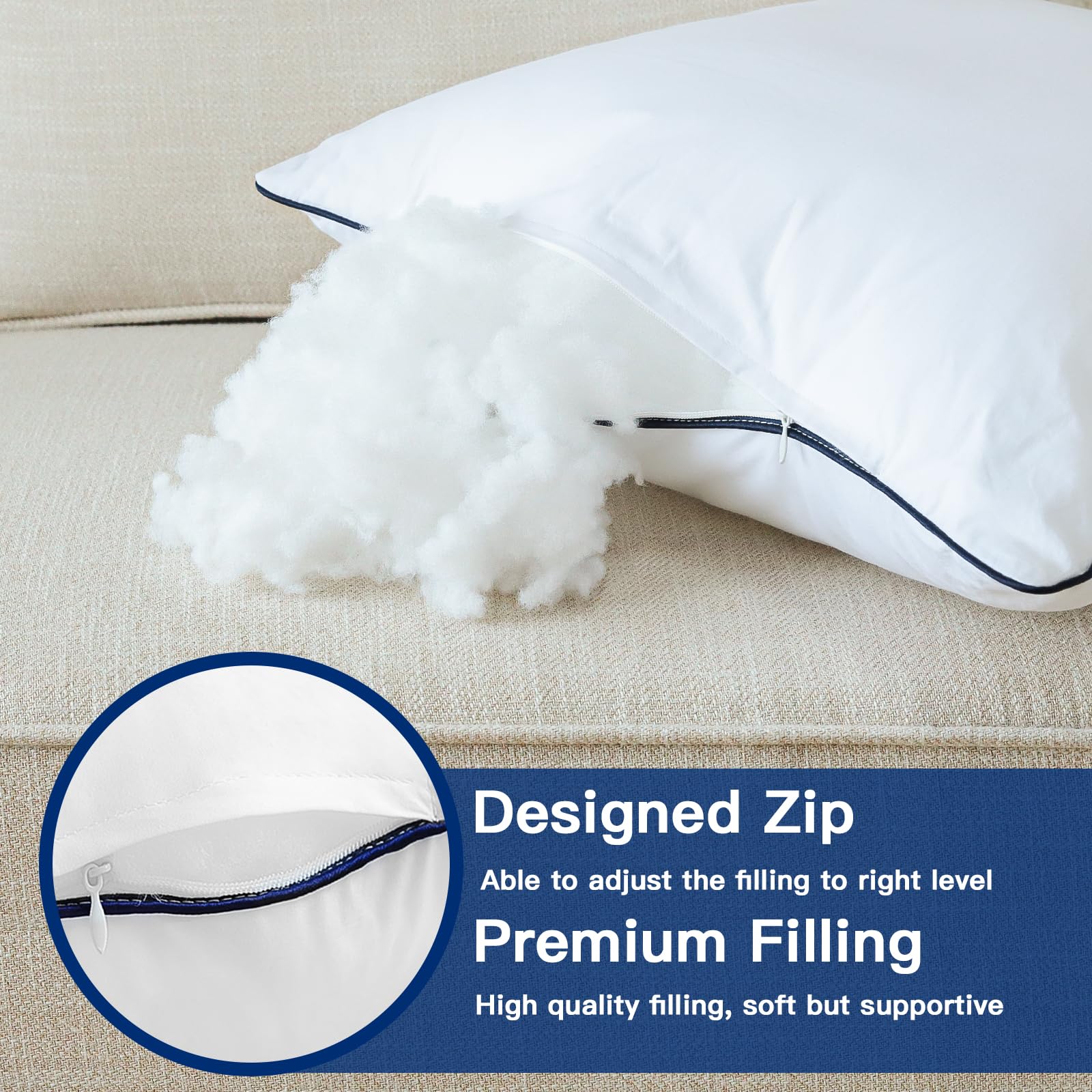 OTOSTAR Throw Pillow Inserts 20x20 Inch Pack of 4 Decorative Throw Pillows with Cotton Cover Soft Pillow Stuffer Square Pillow Inserts Lumbar Support Pillow Form for Sofa Indoor Bed Couch Decor