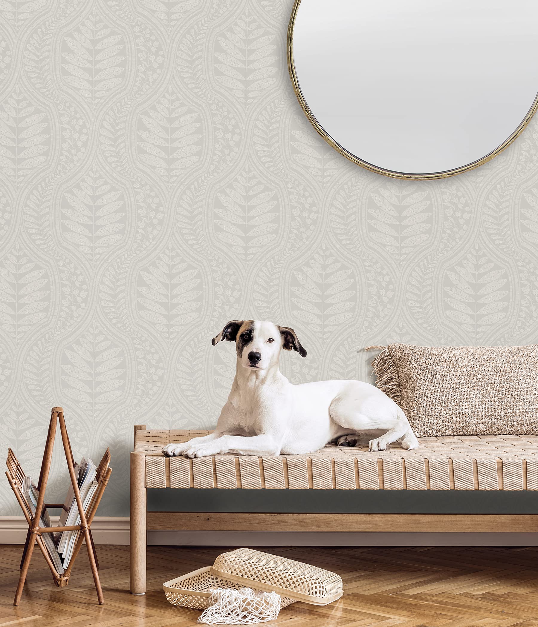 Scott Living Grey Foliate Peel & Stick Wallpaper