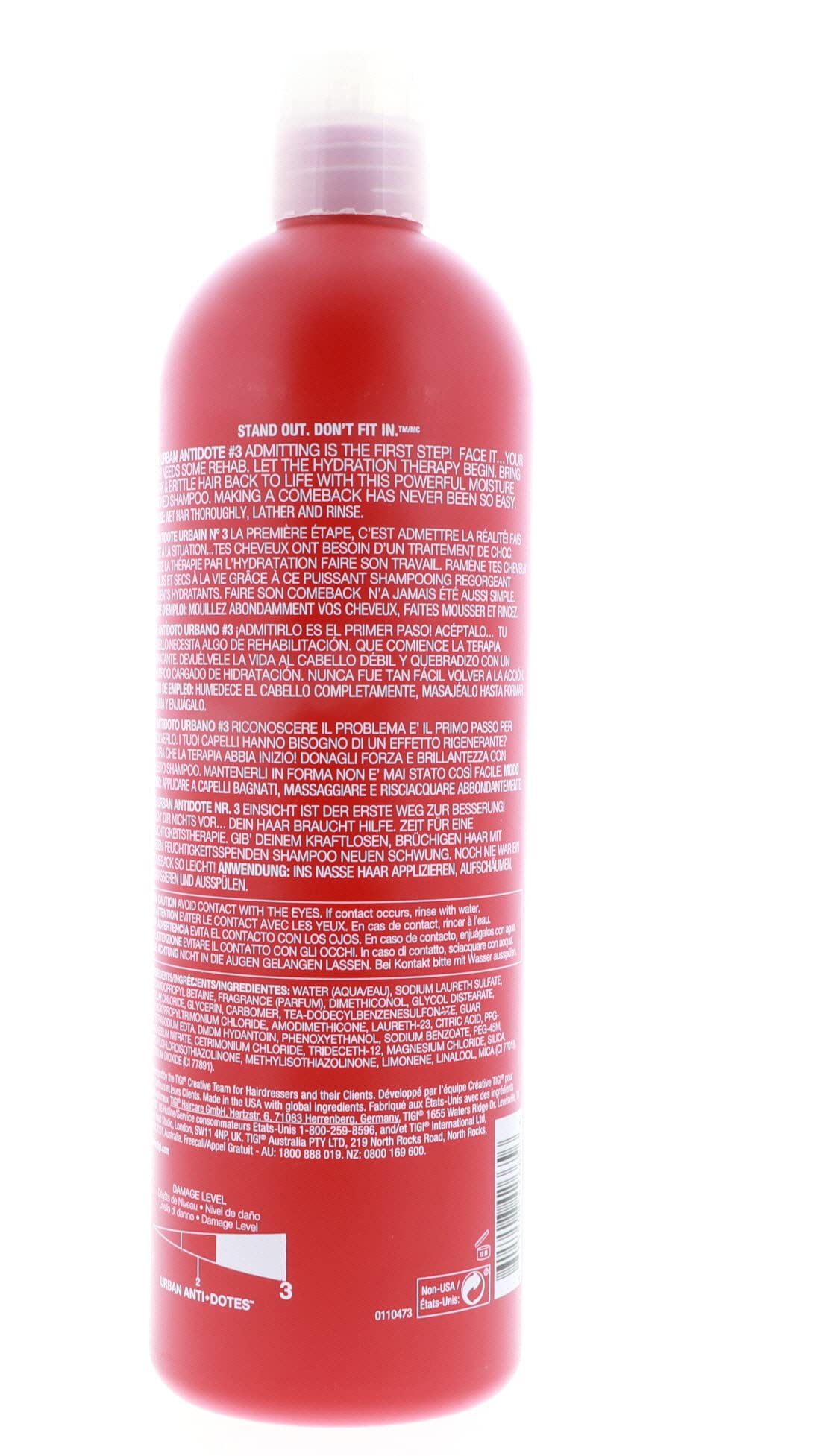 Tigi Bed Head Urban Antidotes Resurrection Shampoo Damage Level 3 25.36 Oz (Pack Of 2)
