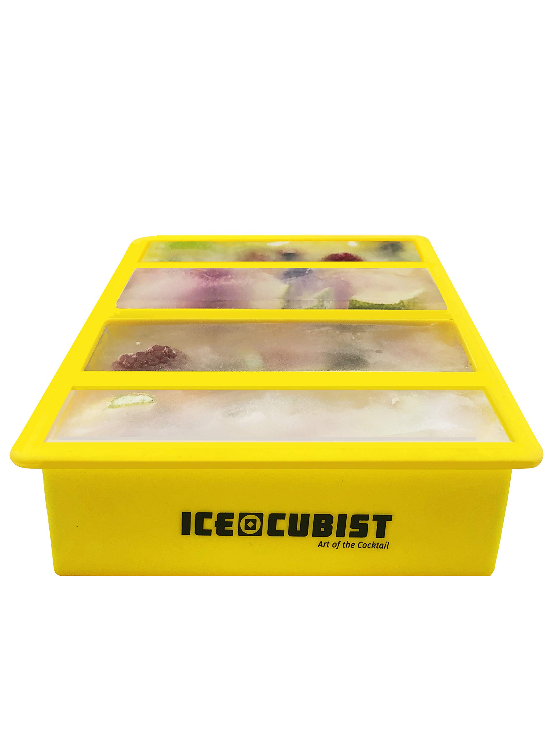 Rectangular Collins Ice Cube Mold - For Cocktail, Whiskey, Butter and More - BPA Free Silicone - 2 Trays - 4 Large Ice Cubes Per Tray