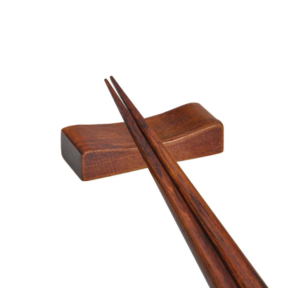 Tea Talent Handcrafted Wooden Chopsticks Rest or Dinner Spoon Stand Fork and Knife Holder Home Decor Set of 6,Concave Shape