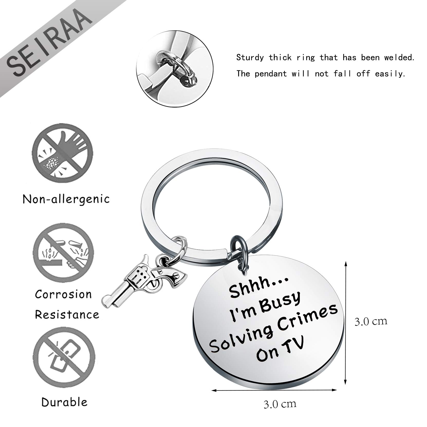 SEIRAA Criminal Minds TV Series Gifts Criminal Minds Inspired Keychain Criminal Minds Fans Gift Shhh I’m Busy Solving Crimes On TV (Crimes On TV Keychain)