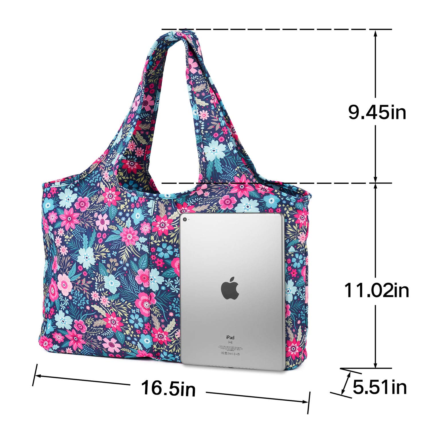 ZOOEASS Women Colorful Large Tote Shoulder Handbag Waterproof Tote Bag Multi-function Nylon Travel Shoulder(Black-Large)
