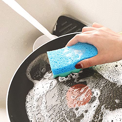SCRUBIT Multi-Use Scrub Sponge – Non-Scratch Kitchen Sponges for Dishes, Pots & Pans - Heavy Duty & Odor-Free Rippled Scrubbing Pad, Designed for Tough Cleaning Jobs, 6 Count