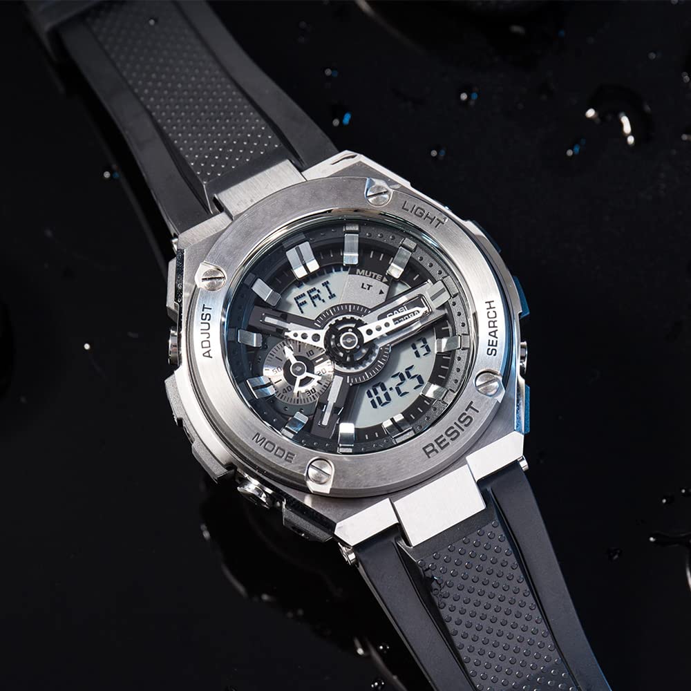 XBHSW Resin Replacement Band Compatible with Casio G-shock GST-B100 GST-S300 GST-S110 GST-S100 Men's Waterproof Rubber Strap Bracelet Watch Accessories(black-S)