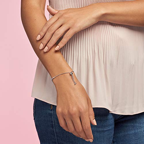 Pandora Jewelry Pink Sparkling Slider Tennis Cubic Zirconia Bracelet in Sterling Silver, 9.0"