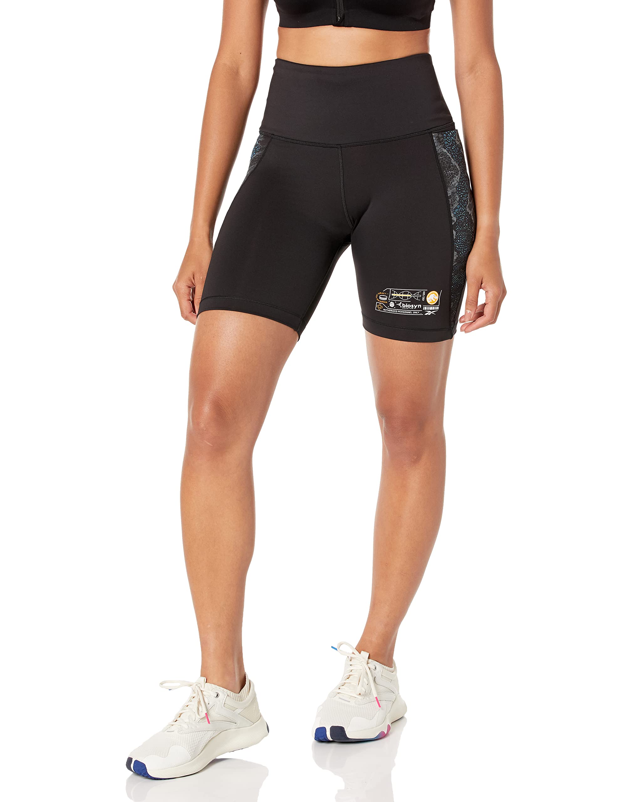 Reebok Women's Standard Active Bike Shorts, Jurassic World/Black, Small