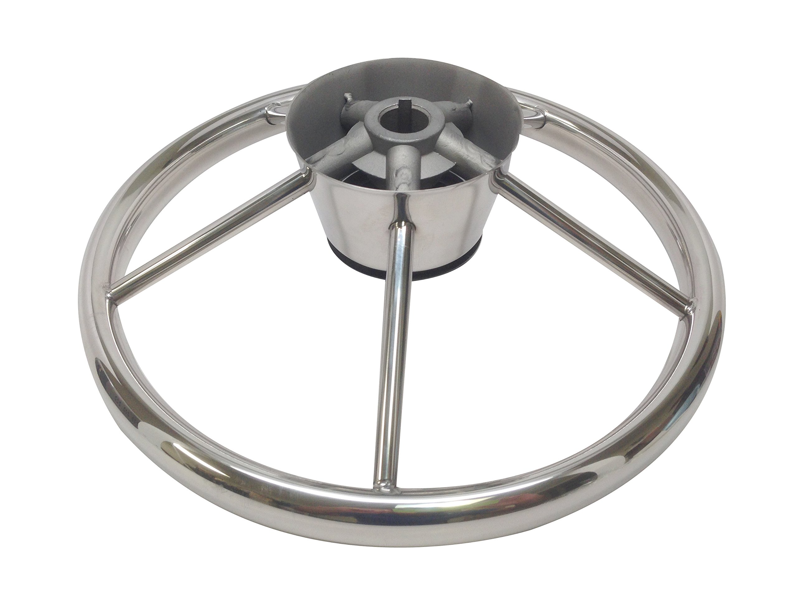 Pactrade Marine Destroyer 11" S.S Steering Wheel Control Knob Black Cap 5 Spoke