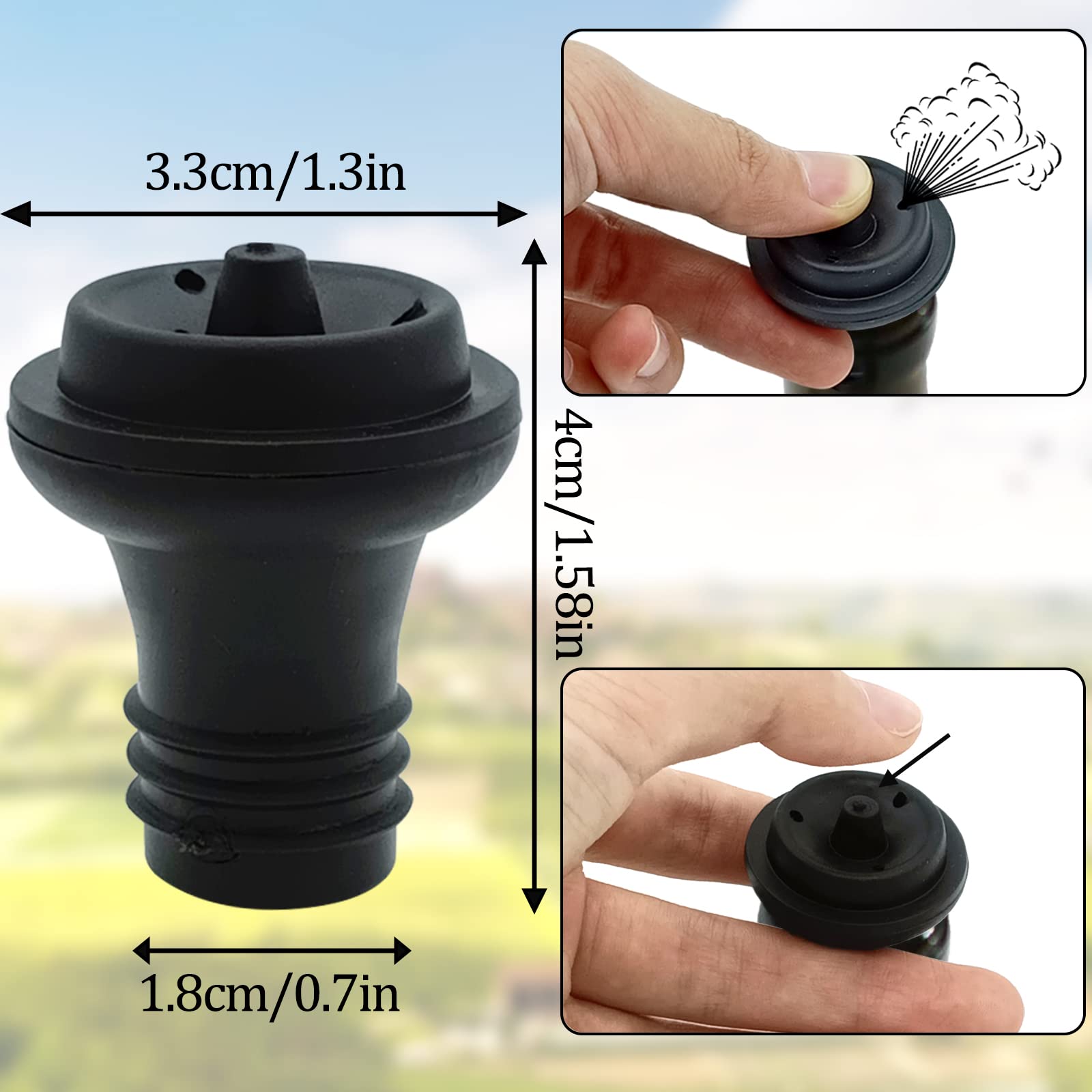 Wine Saver Vacuum Stoppers (15 Pieces), Improved type Resealable Wine Pump Vacuum Stoppers effectively, Maintain The Fresh Flavor of Wine, Suitable for Most Wine Pumps (Black)