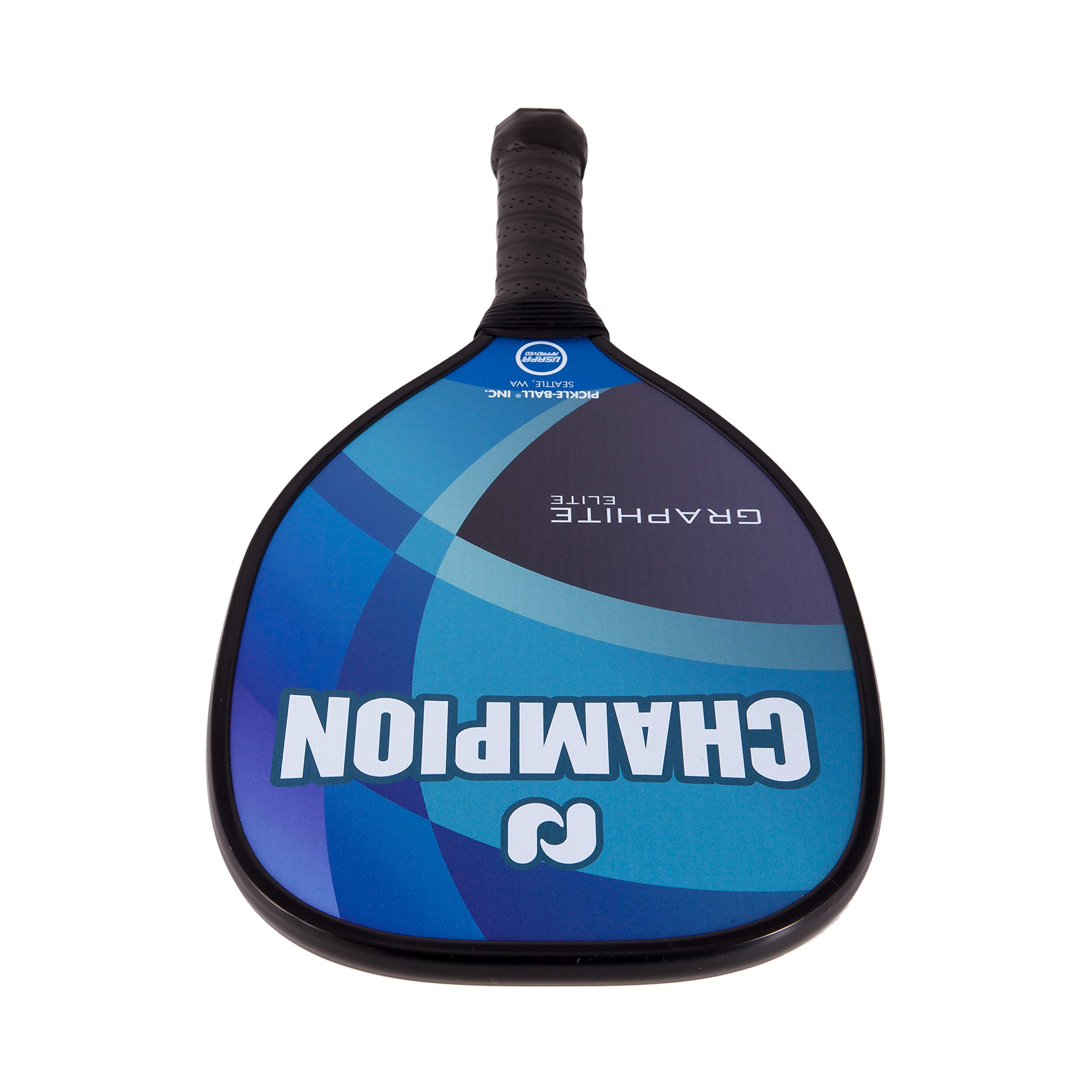Pickleball, Inc. Champion Graphite Elite Pickleball Paddle | Elite Teardrop Speed & Reaction Shape | Standard Grip | Polymer Honeycomb Core and Graphite Face | Blue