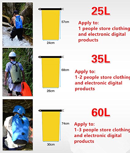 Oren Bravo 25L/35L/60L Waterproof Bag Drifting Dry Bag Kayak Canoe Rafting Camping (60L, Green)