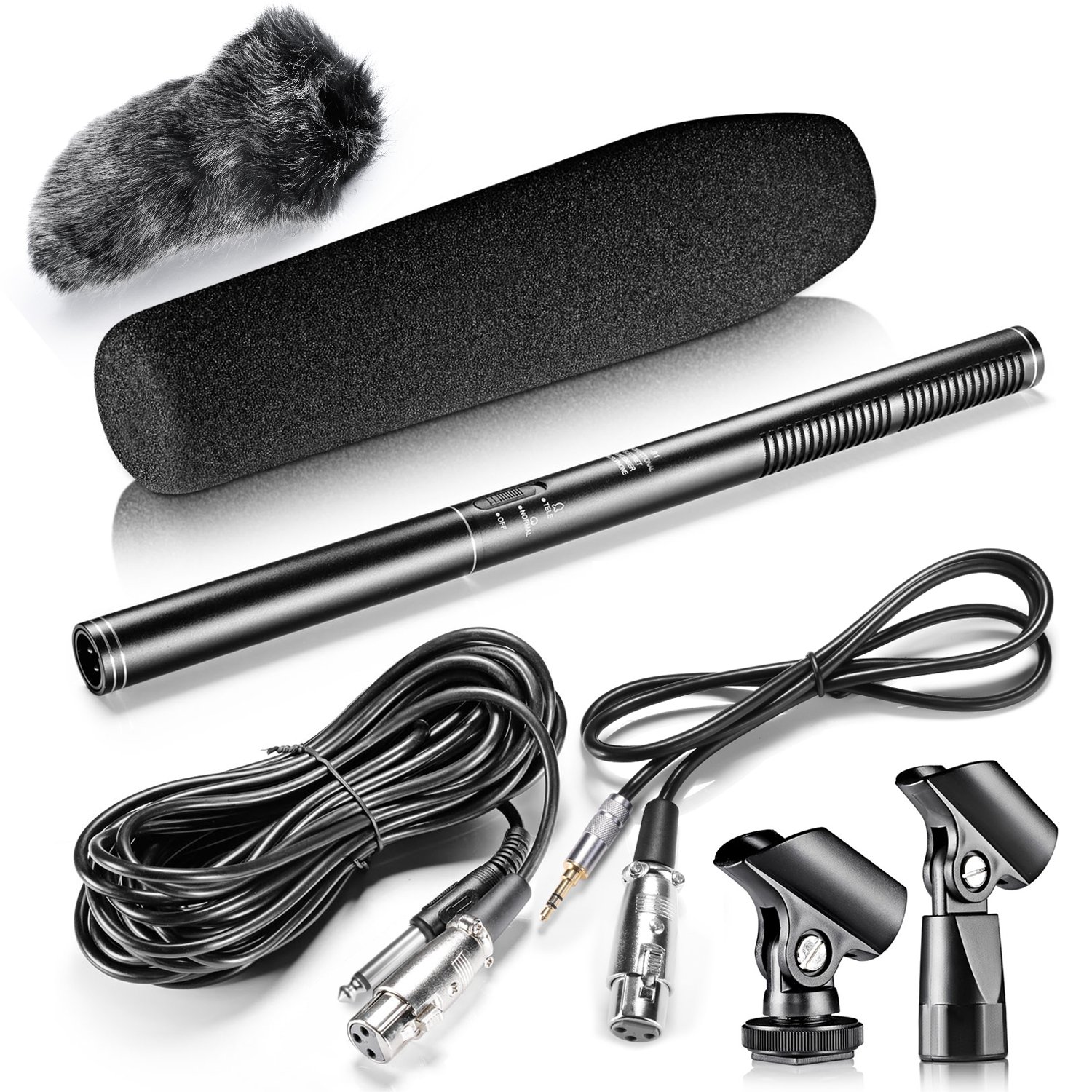 Neewer 14inches Uni-Directional Shotgun Mono PRO Condenser Microphone with Furry Windscreen Muff for Canon Nikon Sony Camcorder,DSLR Cameras