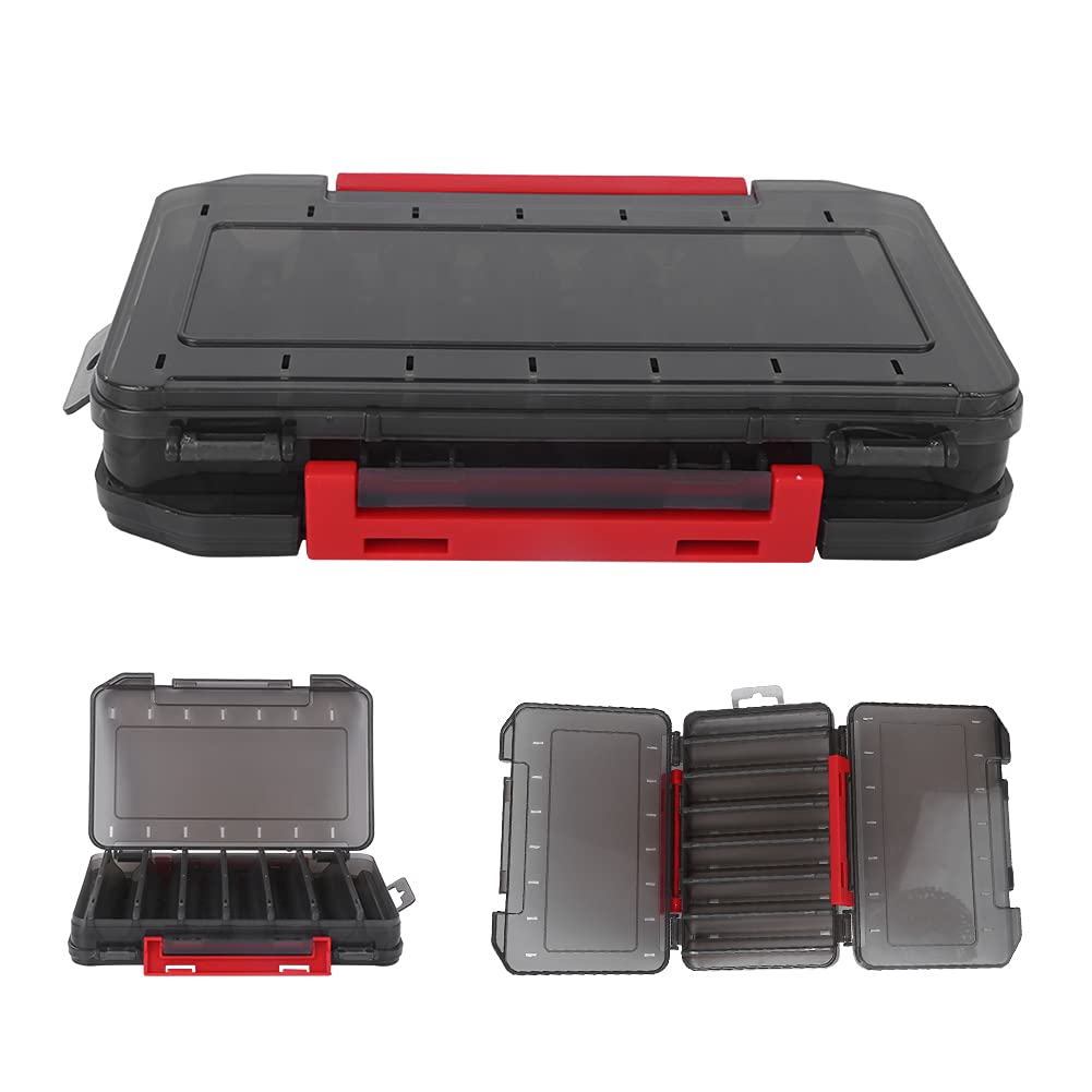 Yeuipea Fishing Tool Storage Box, Multifunction PVC Double Layer Lure Tool Storage Box Fishing Bait Accessory Gray(A)