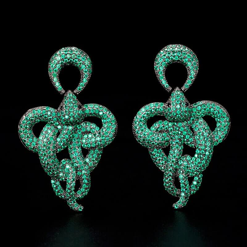 Trendy Charms Big Twist Snake Statement Earring for Women Luxury Full Cubic Zircon Wedding earings