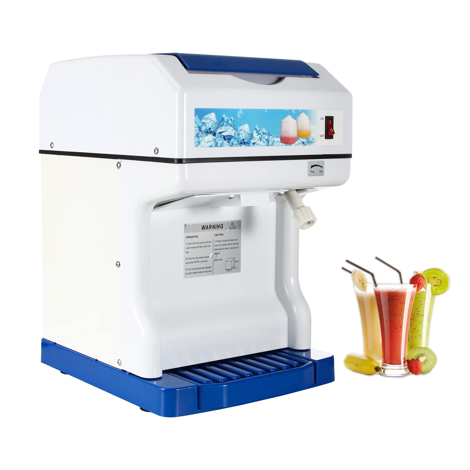 TECSPACE 110V Electric Shaved Ice Machine, 180W Ice Crusher Shaver 529.2 lbs/hr Professional Snow Cone Maker Machine for Home and Commercial Use