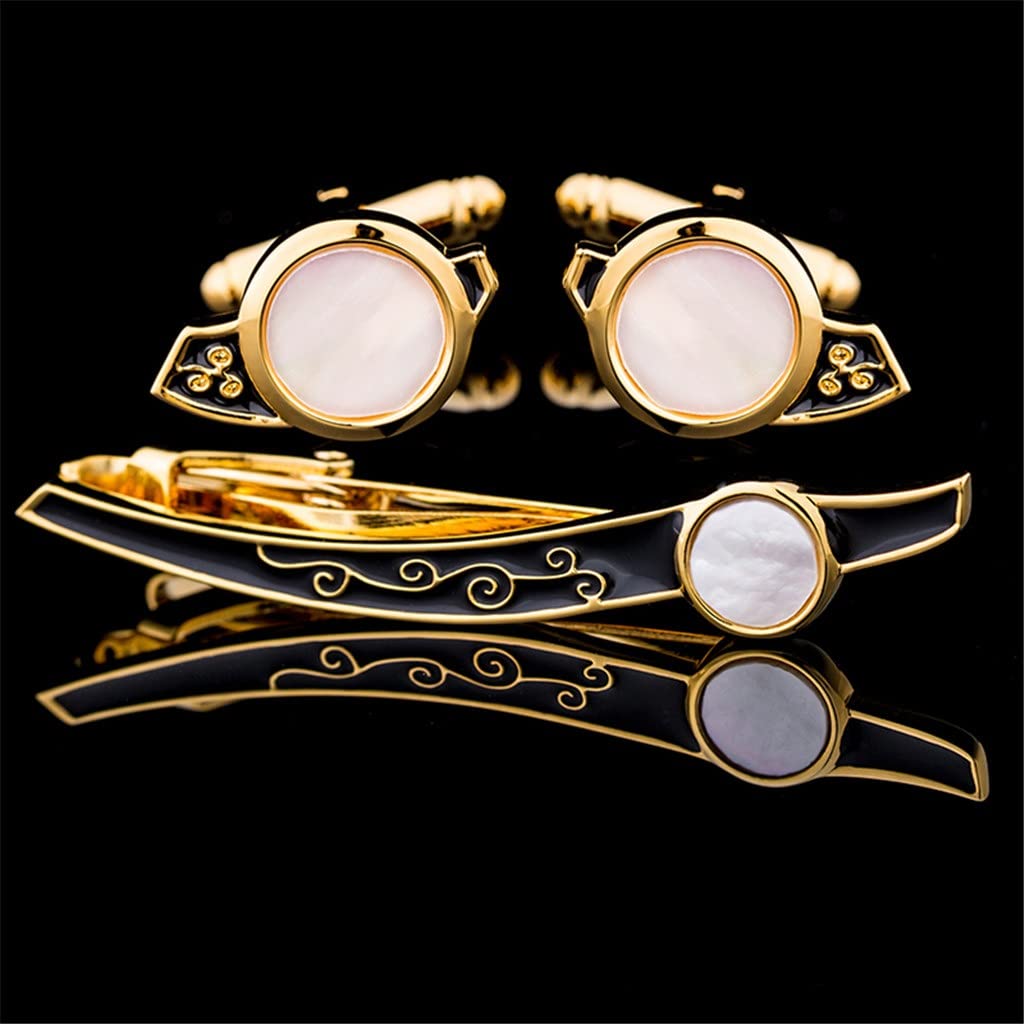 ZLXDP Shell Cuff Links Necktie Clip for Tie Pin for Mens Tie Bars Cufflinks Tie Clip Set Cufflinks Guests