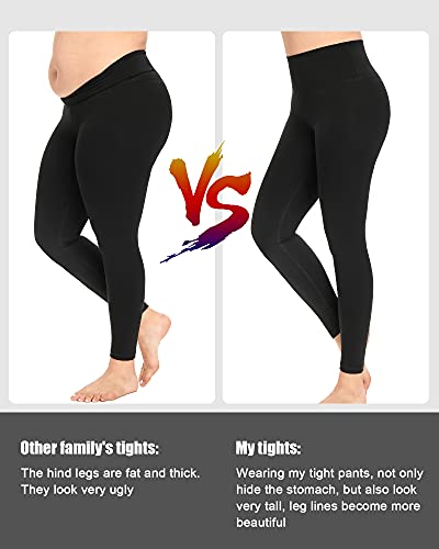 Ronanemon Women's High Waisted Yoga Pants,Leggings with Pocket,Tummy Control 4 Way Stretch Buttery Soft Workout Pants. Black