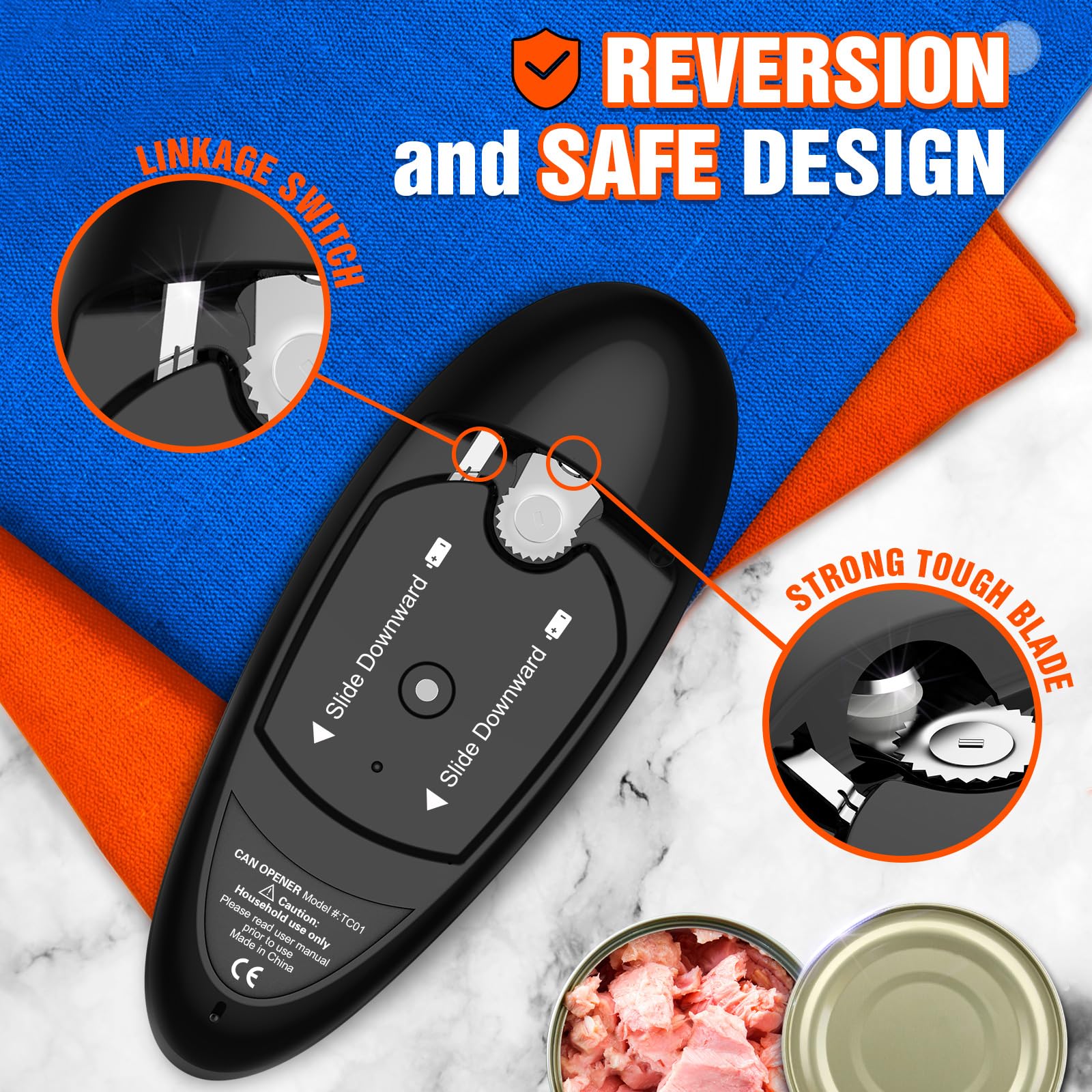 One Touch Electric Can Opener, Hands Free Automatic Can Openers Fit Different Can Sizes and Shape with No Sharp Edges for Kitchen, Kitchen Gadget for Senior with Arthritis