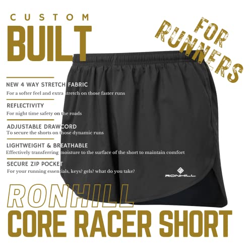 Ronhill Mens core Split Short, All Black, Medium