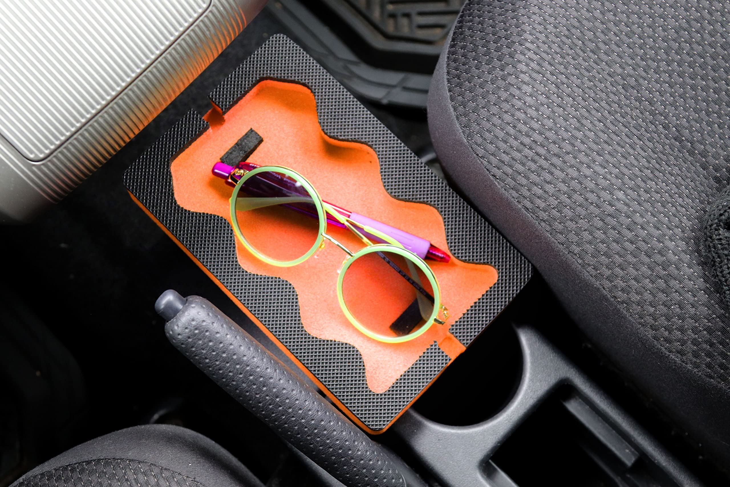 Polar Whale Car Phone Holder and Storage Tray Cup Insert Modern Style Universal Expander Extender Holds Small Items Organizer Orange and Black High Density Foam