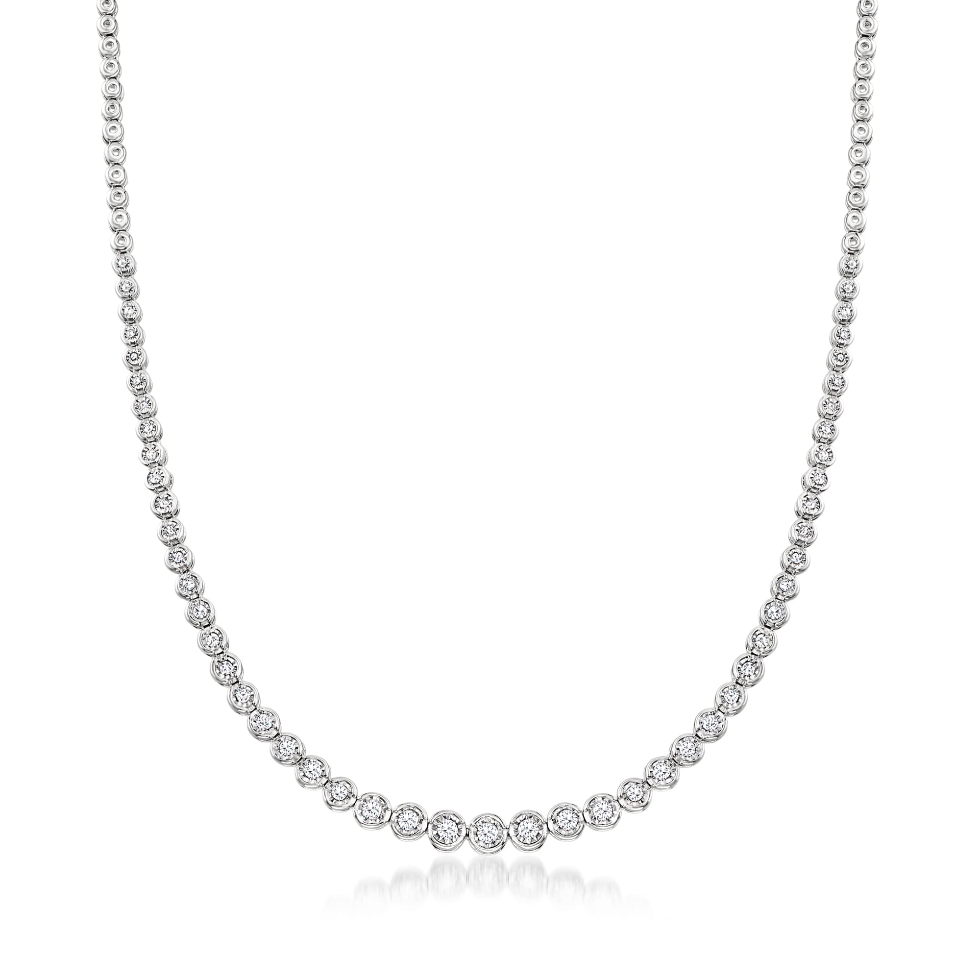 Ross-Simons 1.50 ct. t.w. Bezel-Set Diamond Necklace in Sterling