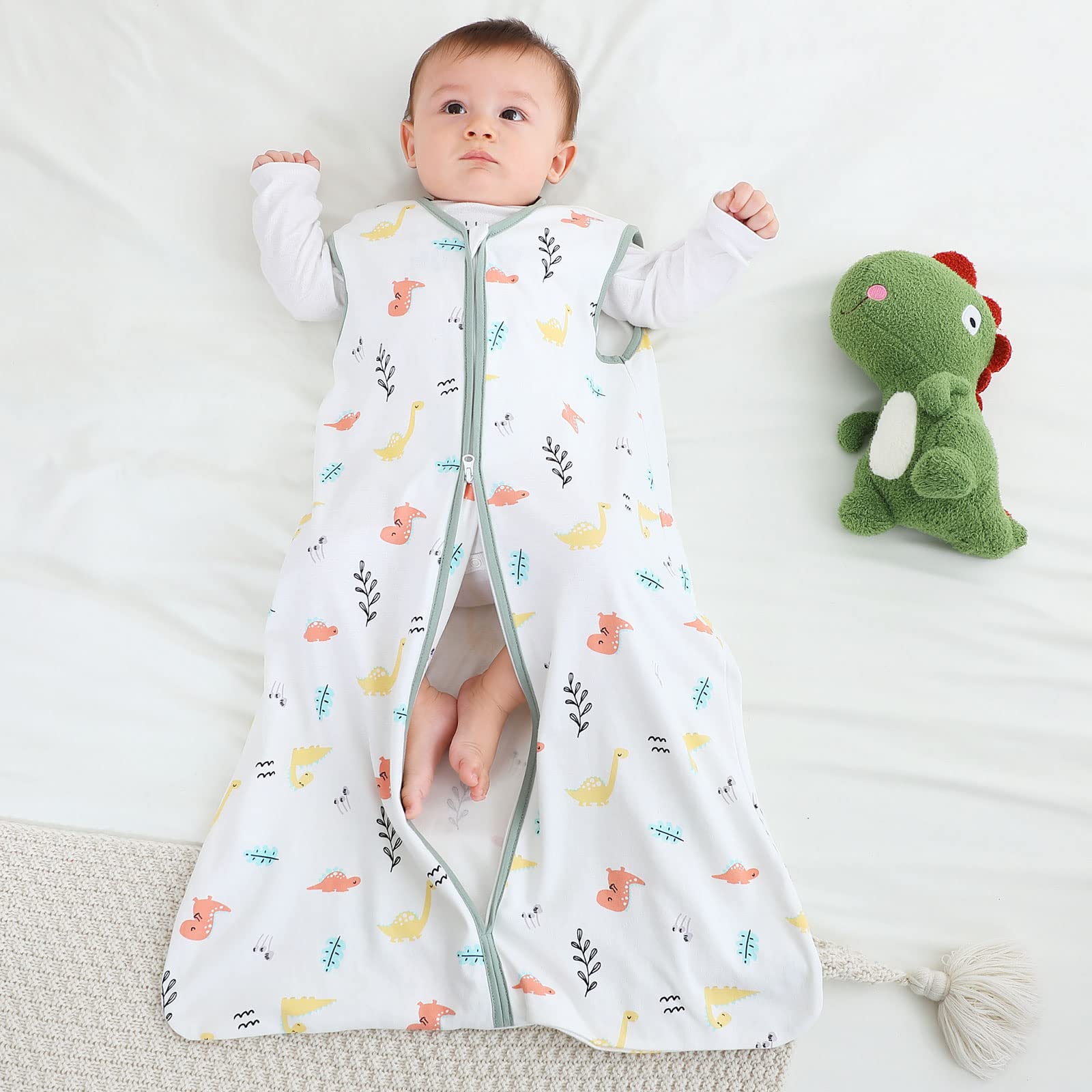 SERAPHY Baby Sleep Sack 6-12 Months, 2-Pack Baby Wearable Blanket with 2-Way Zipper, 0.5 TOG Soft Cotton Toddler Sleeping Sack for Boys Girls