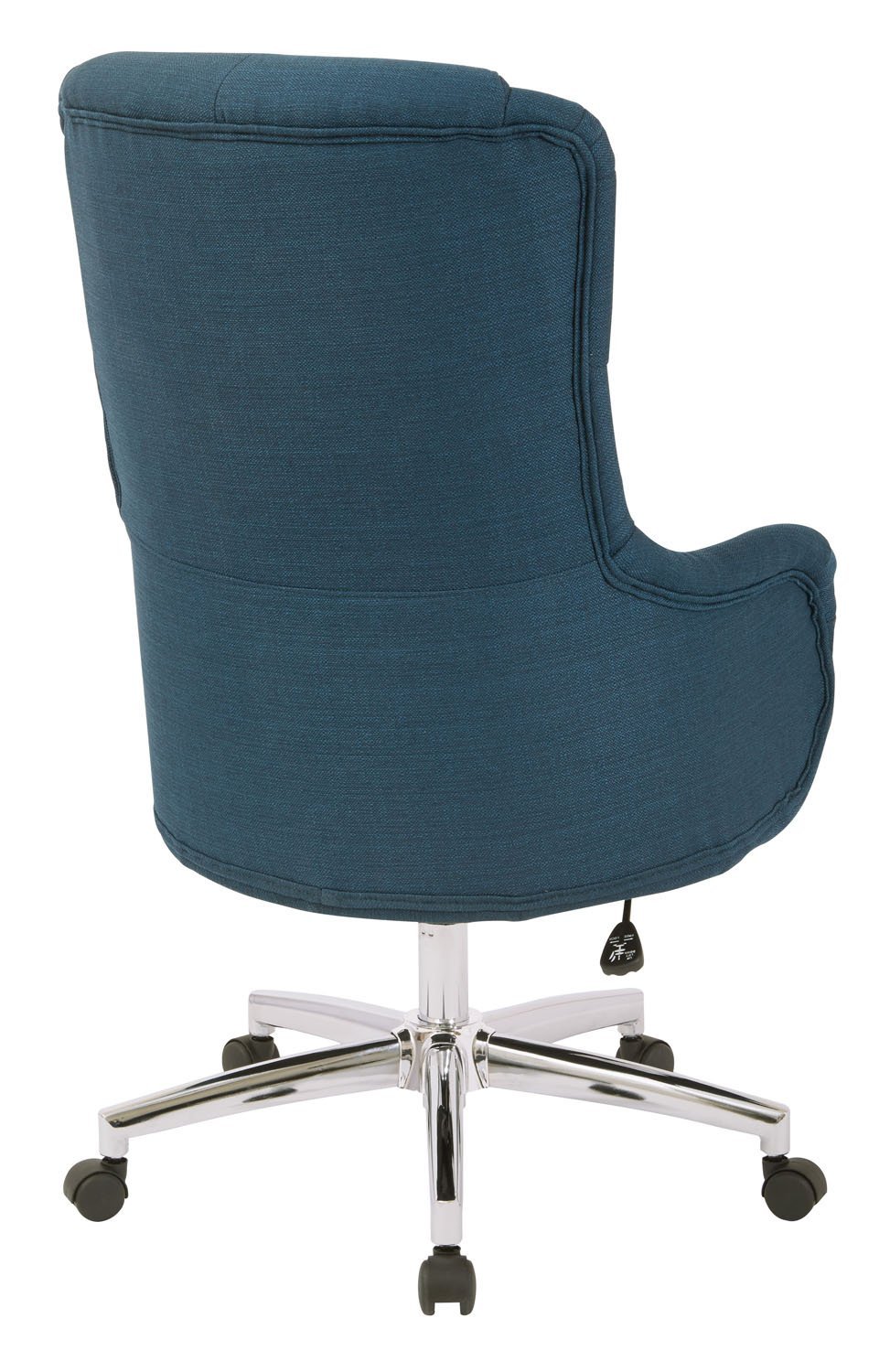 OSP Home Furnishings Ariel Tufted High Back Desk Chair with Wraparound Arms and Chrome Base, Klein Azure