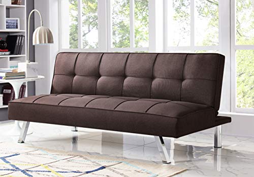 Pearington Multifunctional Convertible Sofa, Couch, Lounger, Bed-Durable Metal Legs on Frame, Brown Futon,