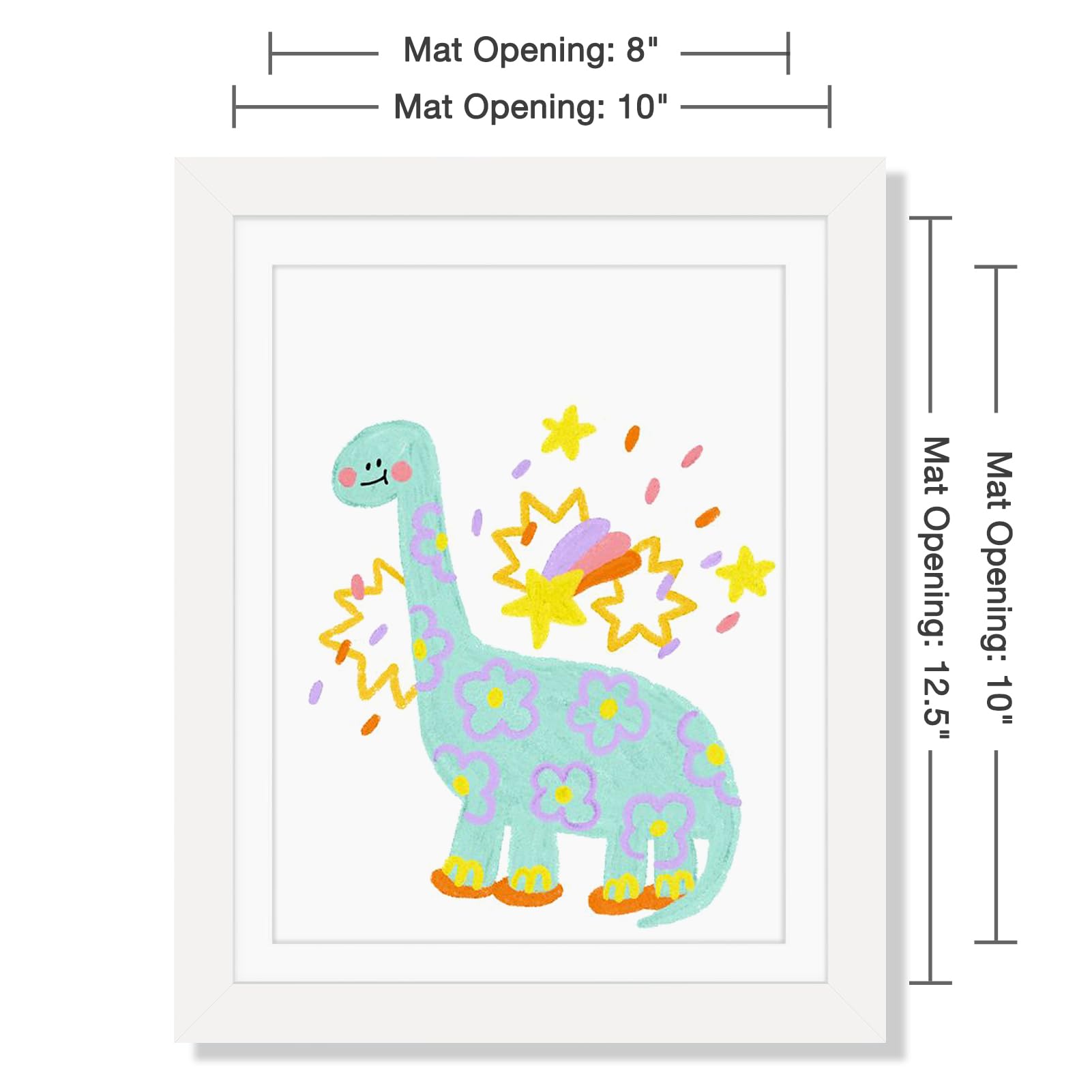 ONE WALL Kids Artwork Picture Frame Display 8.5x11 with Mat or 9.9x12.7 Without Mat, White Wood Frame with Tempered Glass Front Opening for Kids Drawings, Artworks, Art Projects, Schoolwork, 2-Pack