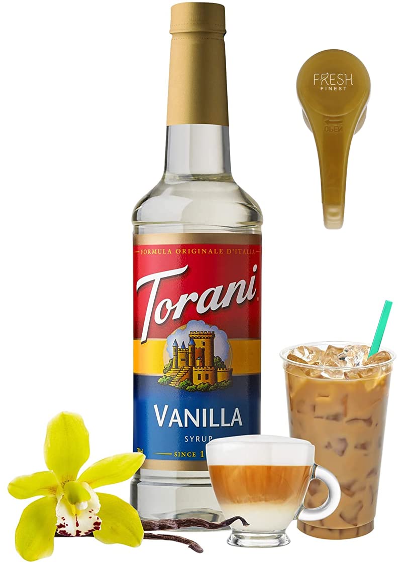 Vanilla Syrup for Coffee 25.4 Ounces for Vanilla Flavored Coffee Syrup with Fresh Finest Syrup Pump Dispenser