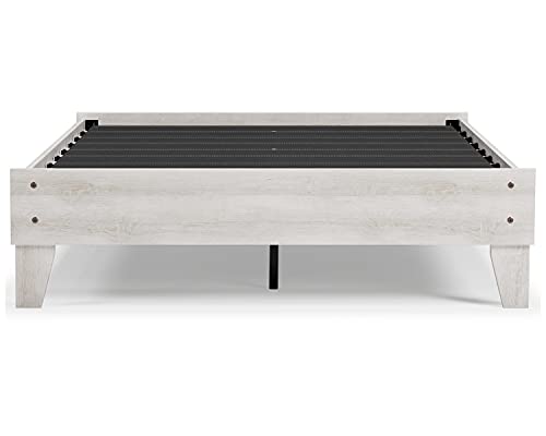 Signature Design by Ashley Shawburn Modern Farmhouse Platform Bed, Queen, Whitewash