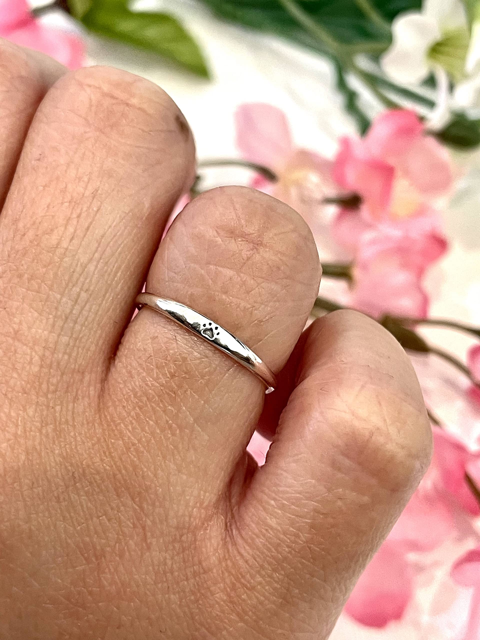 PERFECTJEWELZ Dog's Paw Print Stackable Ring 925 Sterling Silver 2.2mm Size 6