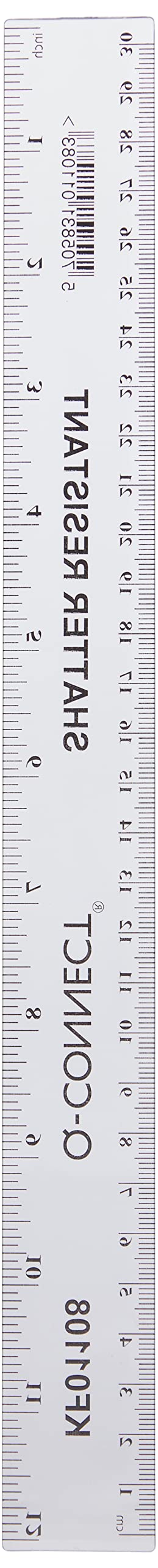 Q-Connect Ruler Shatterproof 300mm Clear (Inches on one Side and cm/mm on The Other)