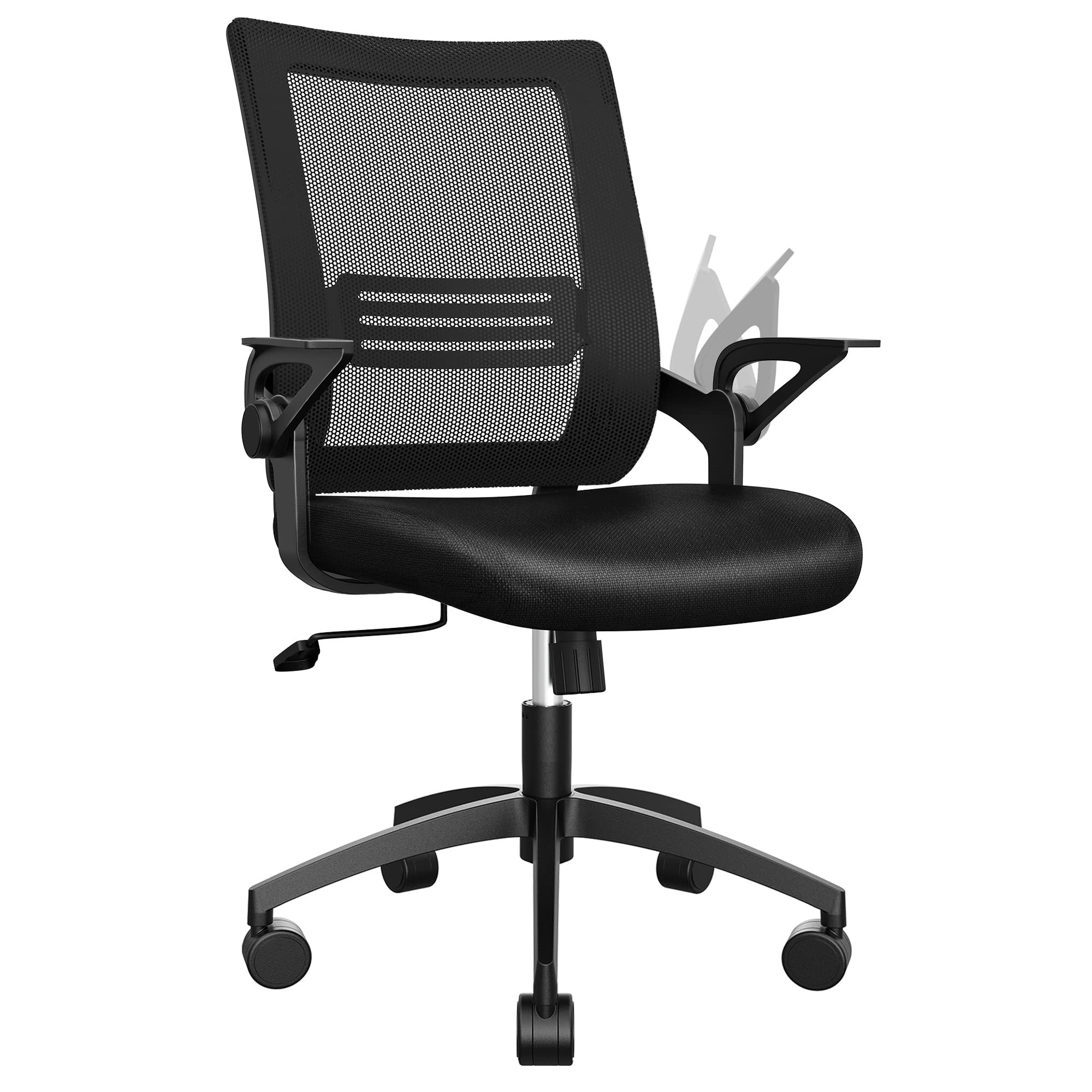 Office Chair, Ergonomic Desk Chair,Mesh Mid Back Height Computer Chair with Adjustable Height and Flip-up Armrests,Backrest with Breathable Mesh