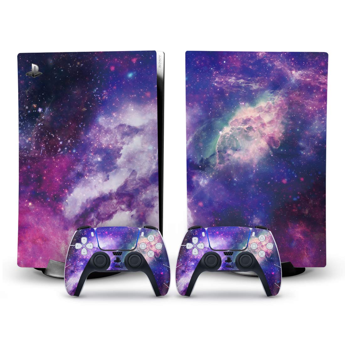 PS5 Skin Cover, PS5 Stickers for Console, Nebula Design Vinyl Skin Cover Compatible with Playstation 5 Console Accessories +2 Controller Skins Set,Disk Edition
