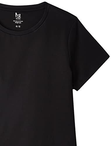 Women's Crewneck T Shirt Classic Short Sleeve Tee Soft Cotton Silk Tencel Fabric Tops (Black L)
