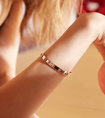 My Daily Styles Stainless Steel Womens Hinged CZ Bangle Bracelets (Yellow)