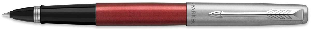 Parker Rollerball Pen, Jotter Kensington Red Rollerball Pen, Chrome Trim, Fine Tip, Black
