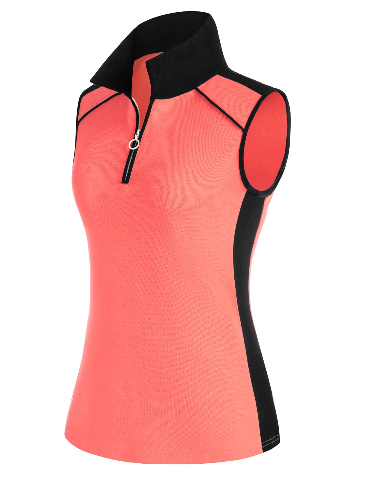 Women's Golf Polo Shirts Short Sleeve Moisture Wicking Golf Apparel Lady Golf TopsHorse Riding Top(Coral,L)