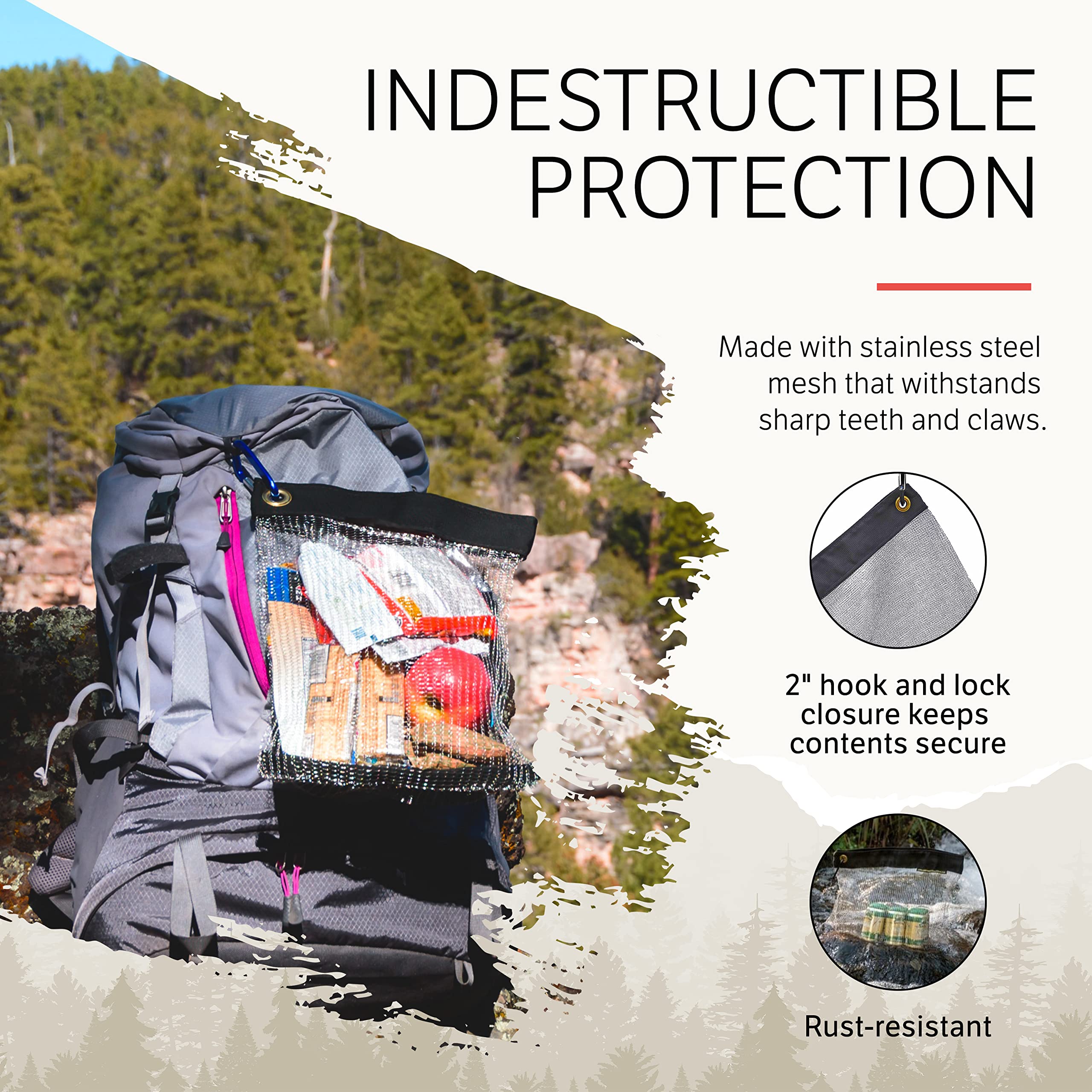 Ratsack Rodent Proof Bear Bags Medium Size - Ultralight Stainless Steel Mesh Bag for Camping Food Storage - Sturdy and Rust-Resistant Sack with Lock and Grommet For Easy Hanging - Made in USA… (Large)