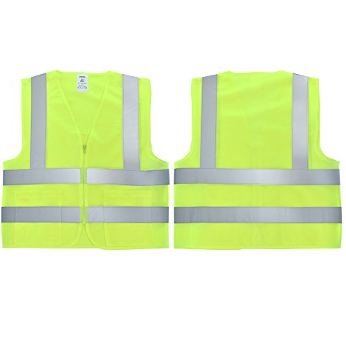Neiko 53963A High Visibility SAFETY Vest with 2 Pockets, ANSI/ISEA Standard, Color Neon, Size XL, X-Large, Yellow