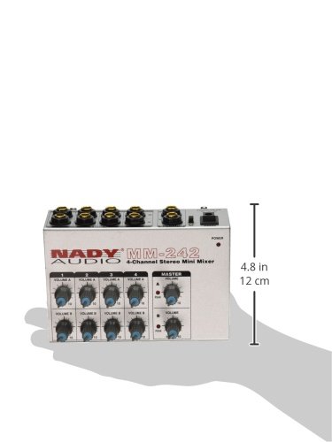 Nady MM-242 4 Stereo / 8 Mono Channel Mini Mixer with mono/stereo mode, ¼” Inputs and outputs – battery powered, or use optional AC adapter