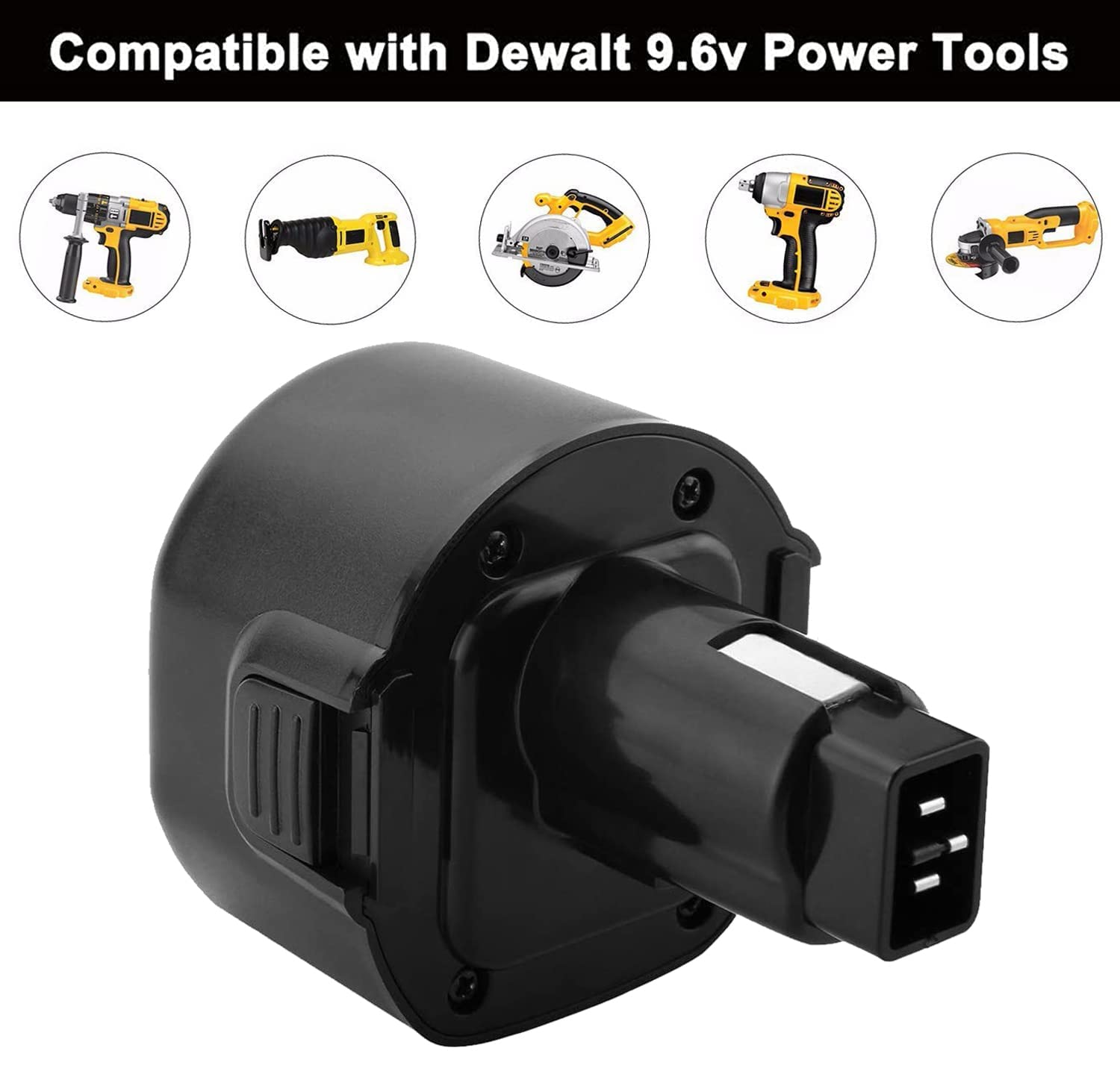 SHGEEN 2 Pack 4800mAh Ni-MH Replacement for Dewalt 9.6 Volt Battery DW9062 DW9061 DC750KA DW955K DW926K DW902 DW050 DE9062 DE9061 DE9036 Replacement for Dewalt 9.6v Battery
