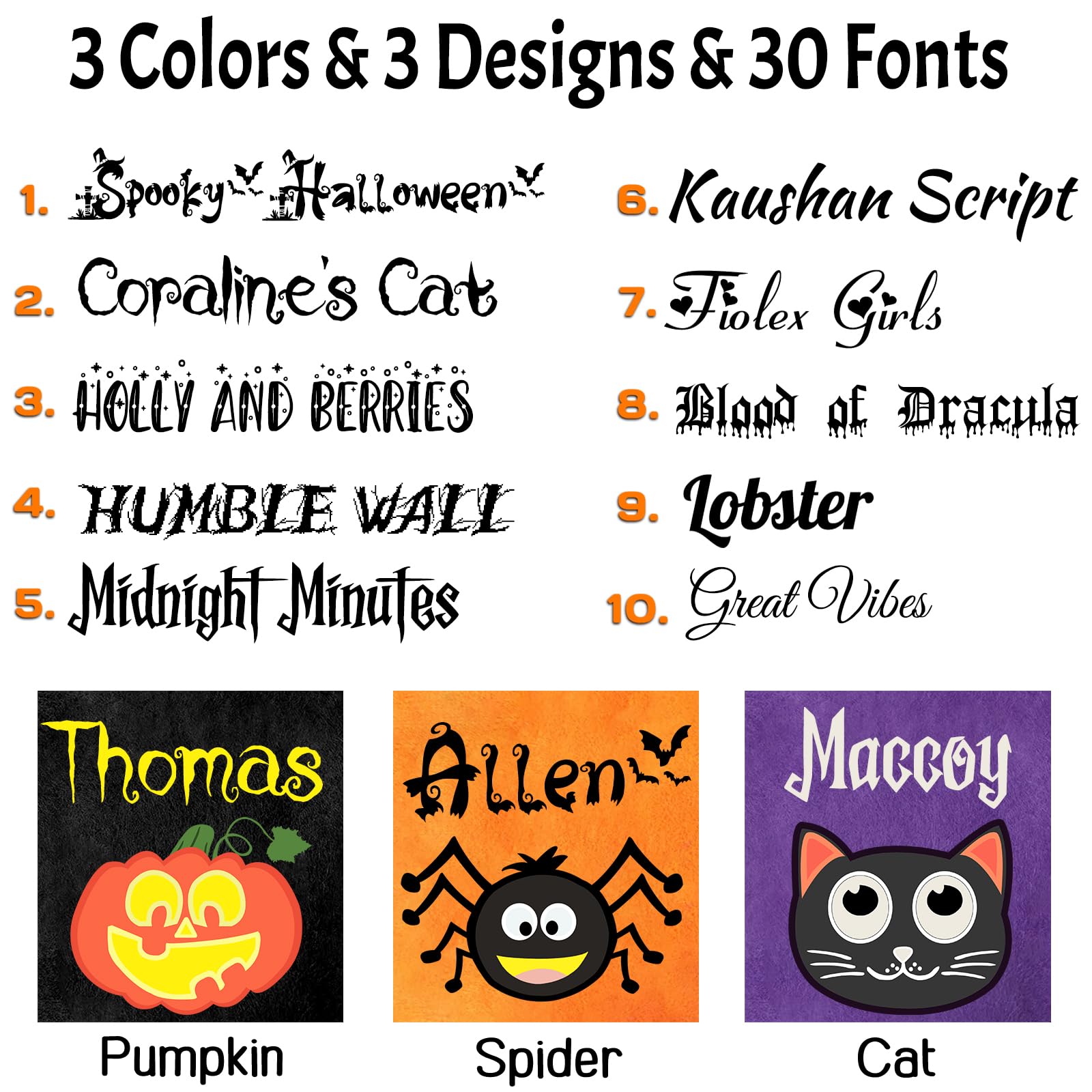Personalized Halloween Basket Custom Trick or Treat Bucket Customized Name Pumpkin Tote Canvas Baskets Gifts for Boy Girl