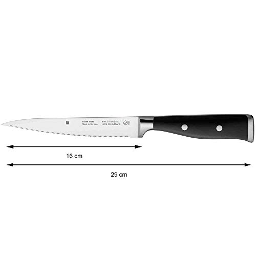 WMF Knife Block with 6 Pieces Grand Class Performance Cut Double Serrated Blade Made in Germany Forged Special Blade Steel - Stainless Steel Rivets Plastic Handles Knife Block of Bamboo