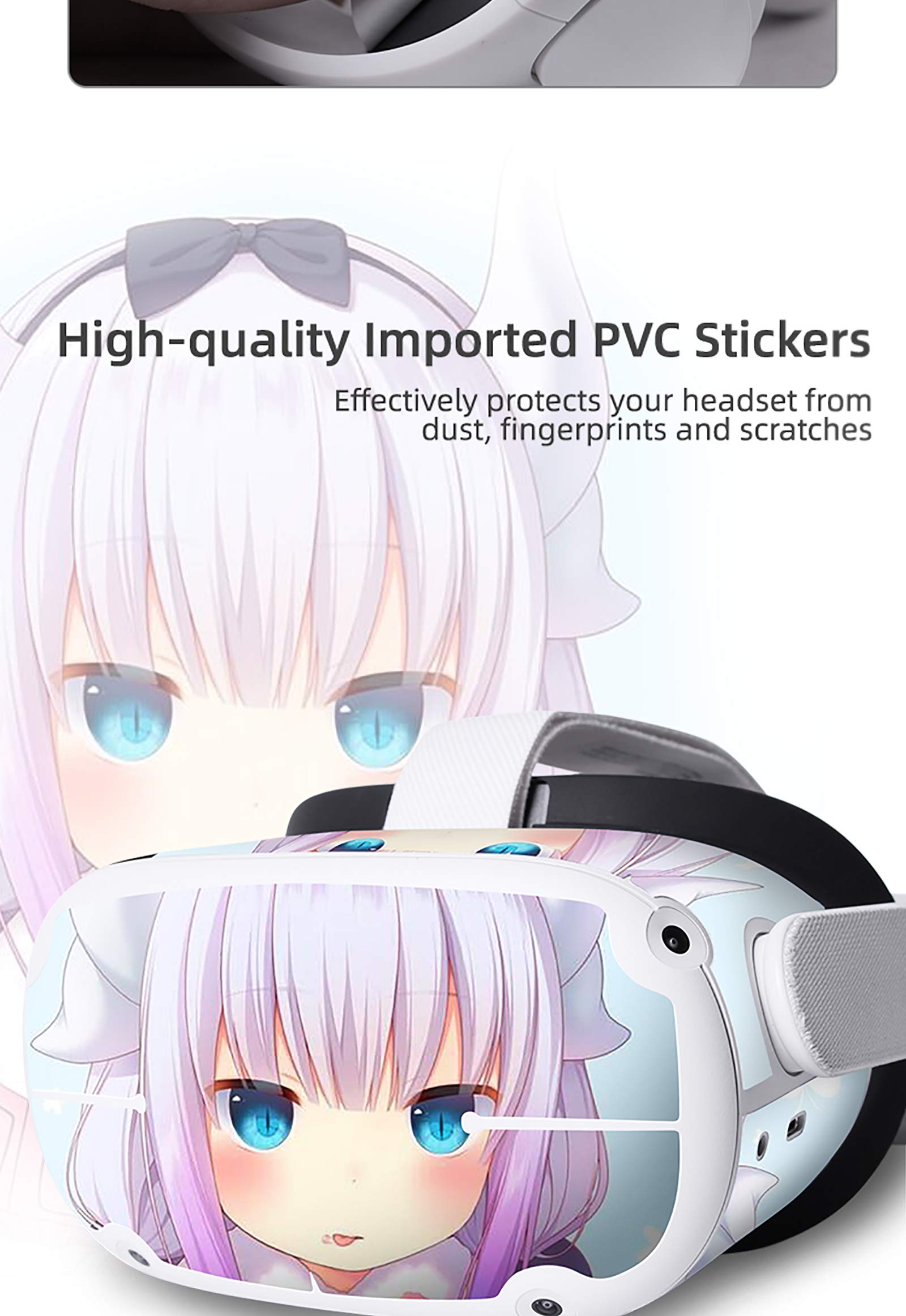 Skin Sticker for Oculus Quest 2 VR Headset Virtual Reality Cartoon Protetcive PVC Skin Decals for Quest 2 Controller Accessories (2-Kawaii Girl)