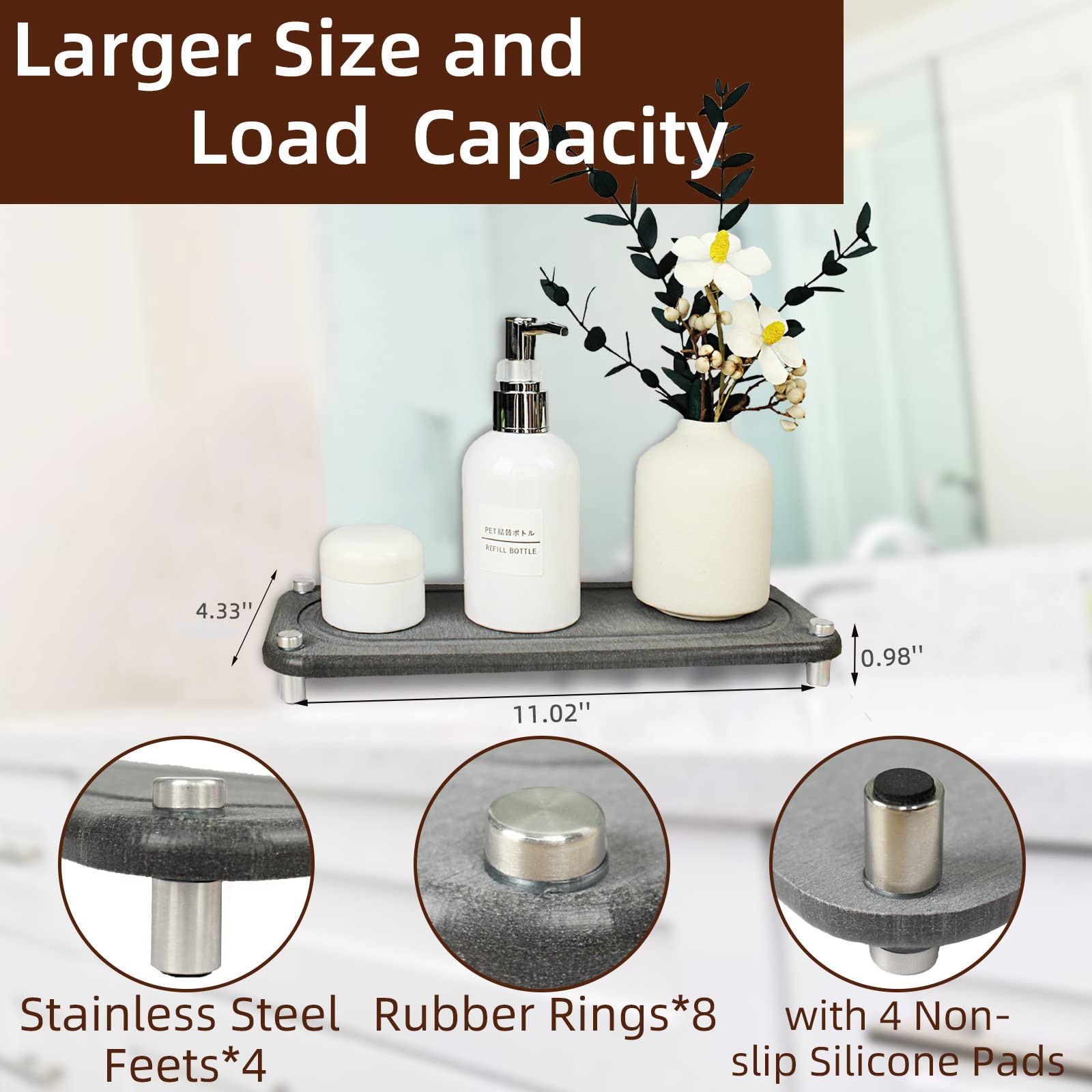 YLTIMER Instant Dry Kitchen Sink Organizer Sink Caddy: Fast Drying Stone Sink Tray for Bathroom Vanity Countertop Kitchen Sink Organizer