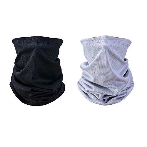 Sun UV Protection Summer Face Mask Breathable Sun Protection Neck Gaiter for Fishing Hiking Camping Outdoors Versatile Head wrap (2 Pack) Black