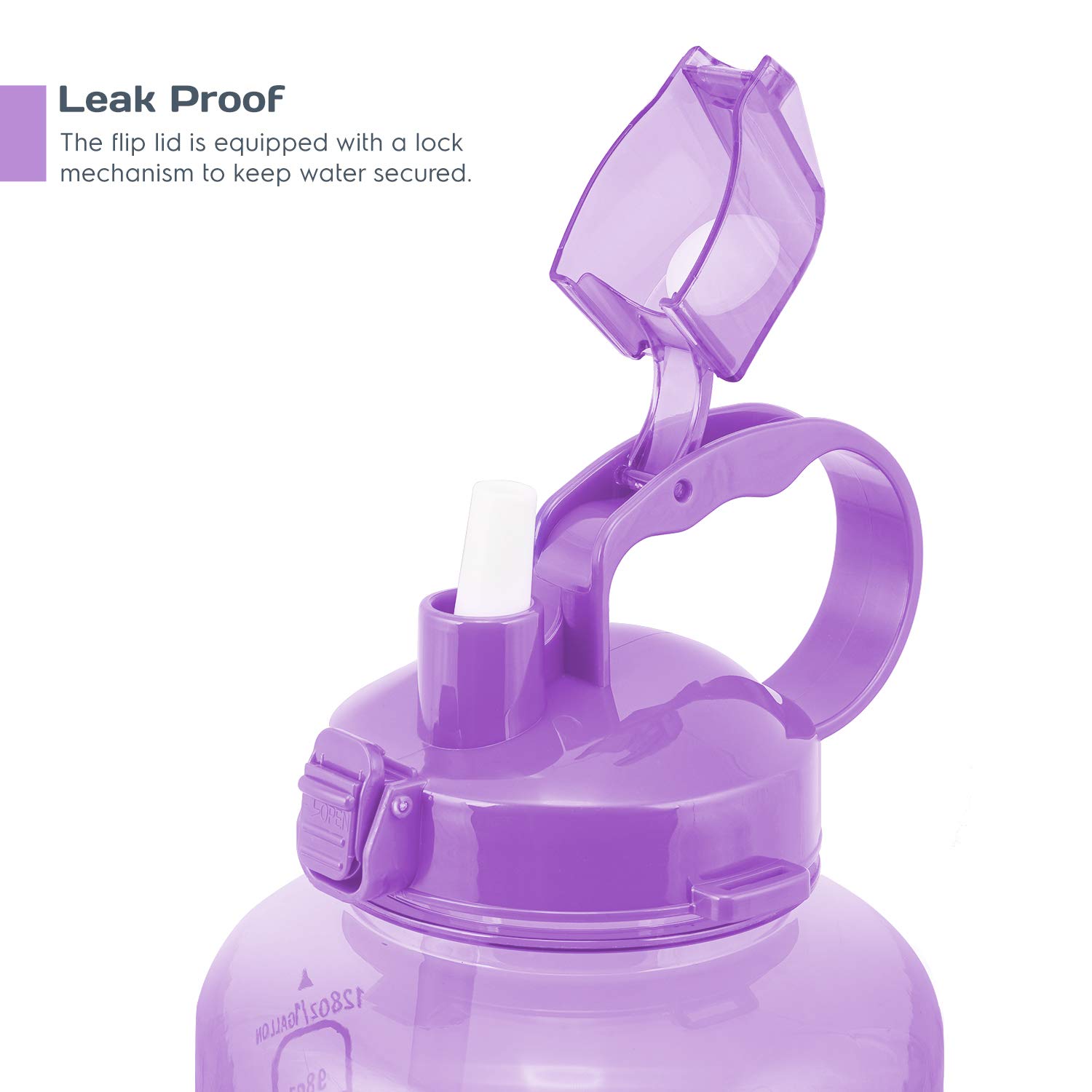 Myth Motivational Gallon Water Bottle with Straw - 1 Gallon Water Bottle with Time Marker - BPA Free Water Bottle - Light Purple
